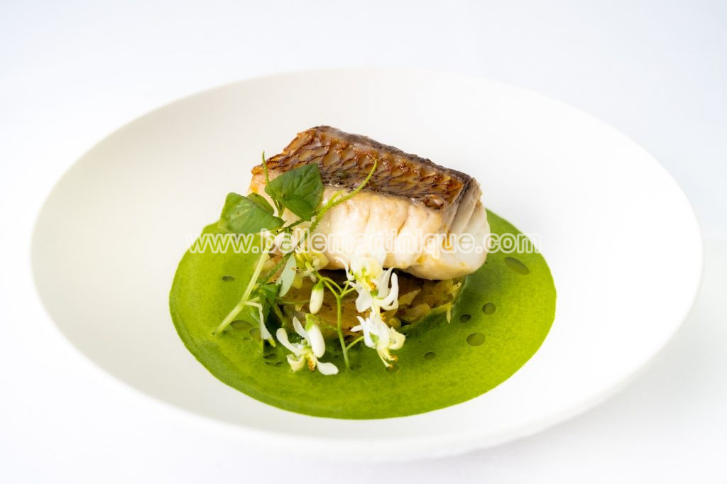 Dos de vivaneau, papaye verte rappée, crème de moringa (Chef Mathieu ...