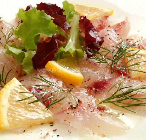 Carpaccio de cabillaud agrumes et gingembre • Belle Martinique